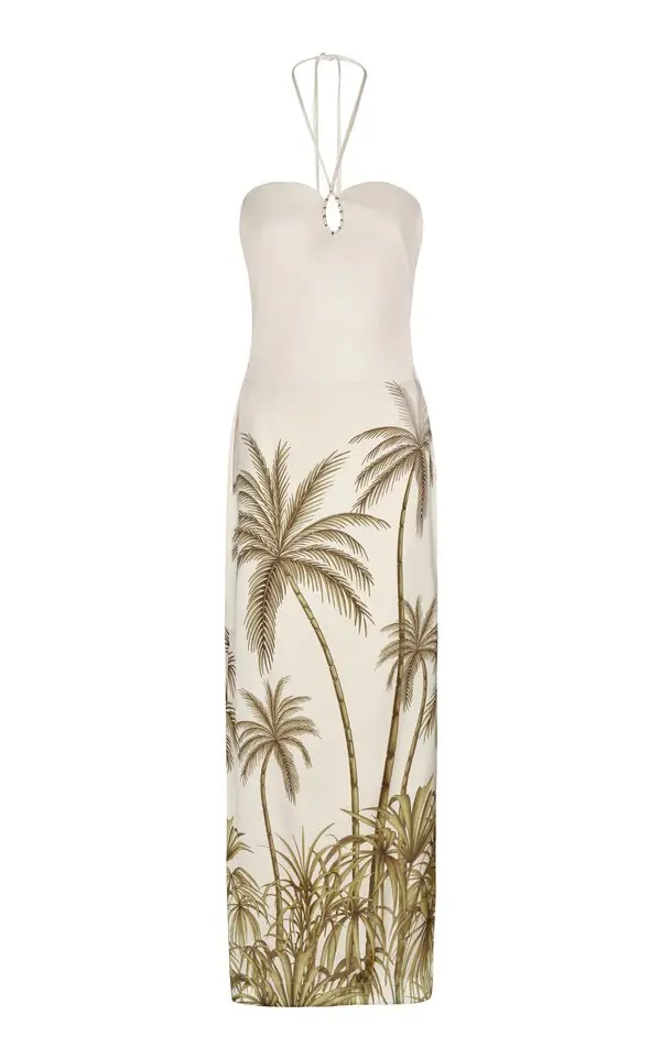 ANDRES OTALORA Una Cancion Printed Maxi Dress - Olive