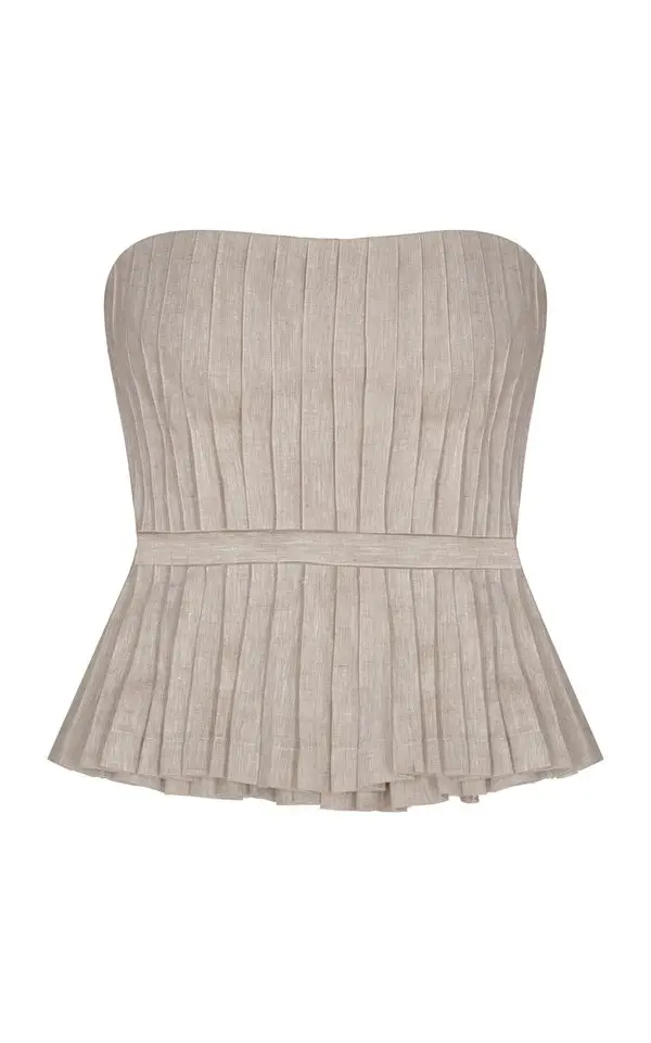 ANDRES OTALORA Encantadora Pleated Linen Top - Neutral