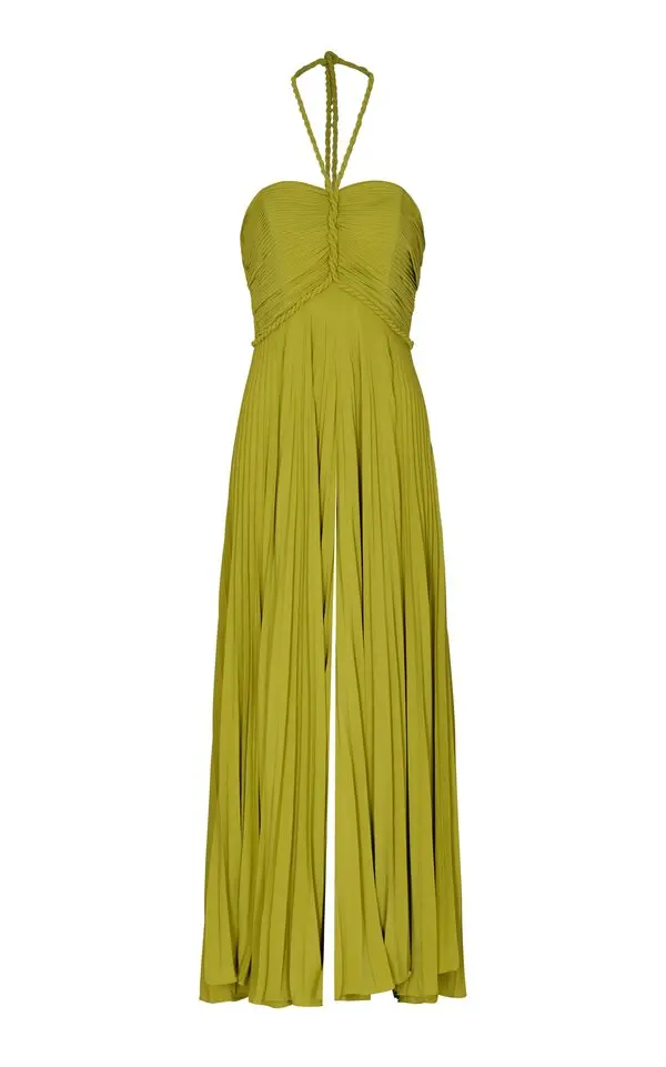 ANDRES OTALORA Manglar Pleated Wide-leg Jumpsuit - Lime Green