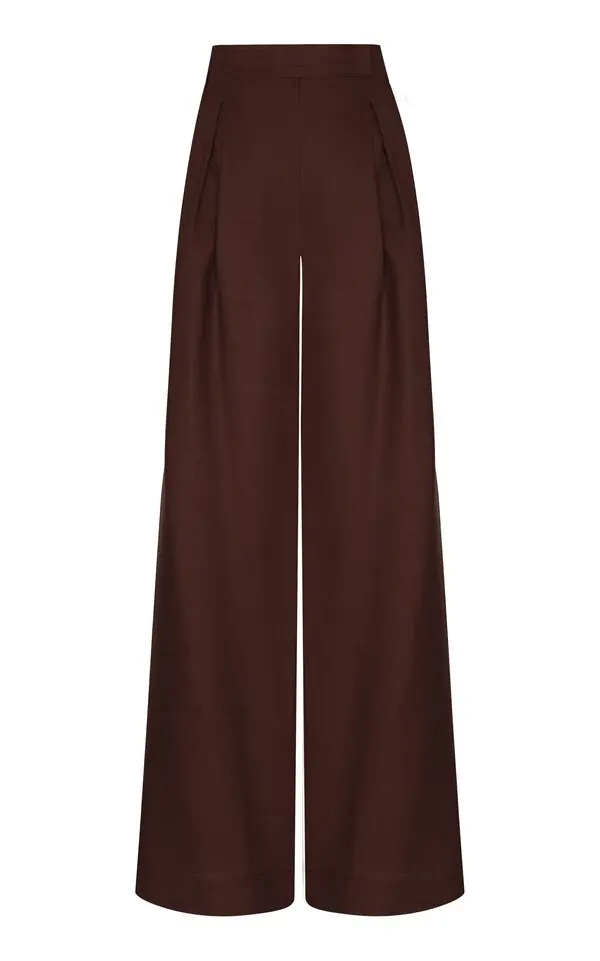 ANDRES OTALORA Desperte Pleated Linen Wide-leg Pants - Brown
