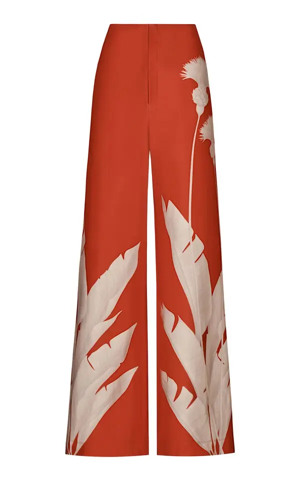 ANDRES OTALORA Dandelion Print Wide-leg Trousers - Orange