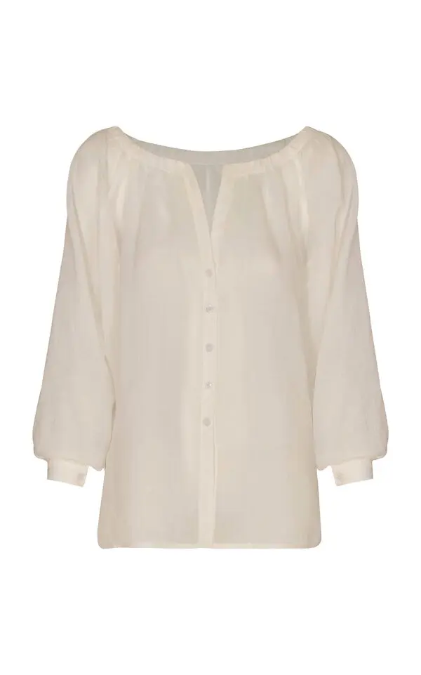 ANDRES OTALORA Entenderse V-neck Linen Blouse