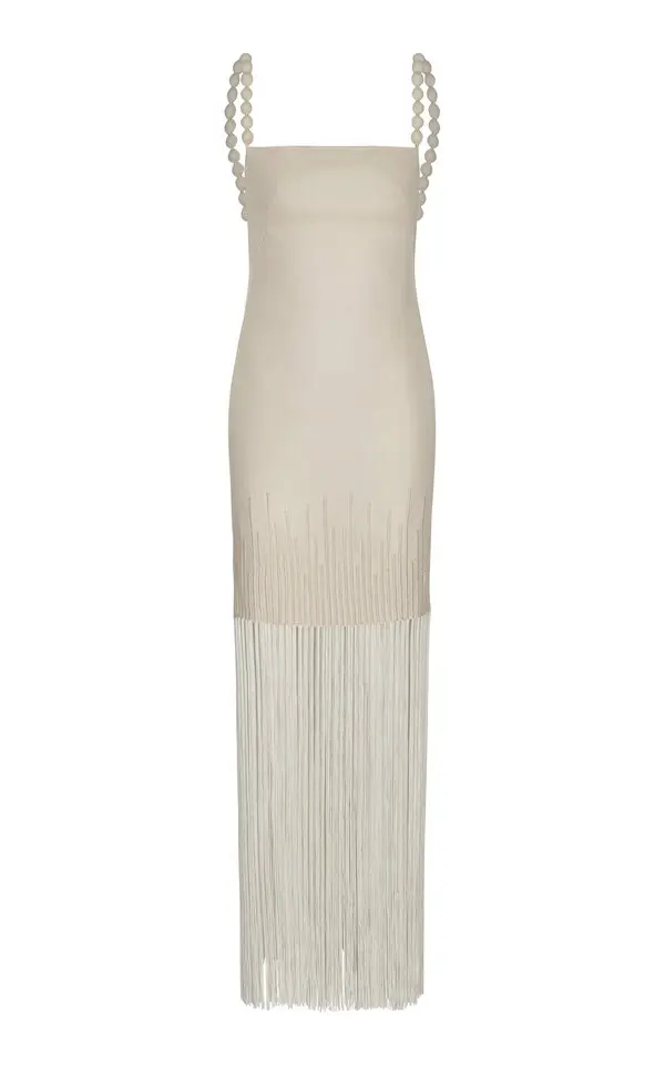 ANDRES OTALORA Mar Caribe Fringed Linen Maxi Dress - Ivory