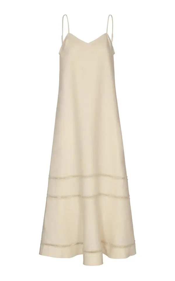 ANDRES OTALORA Al Viento Embroidered Linen Maxi Dress - Ivory