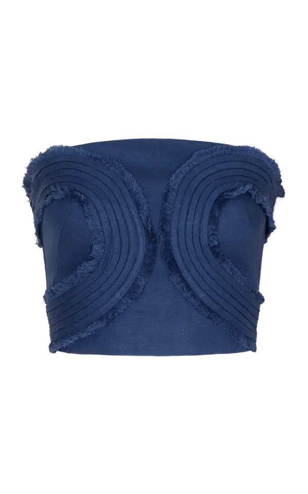 ANDRES OTALORA Calida Embroidered Linen Top - Blue