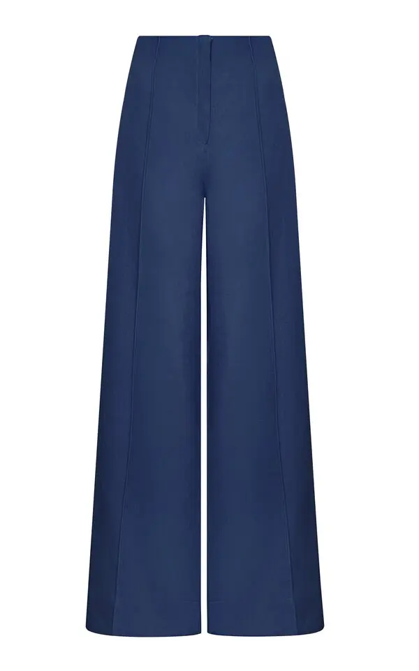 ANDRES OTALORA La Vida Es Pintucked Linen Wide-leg Pants - Blue