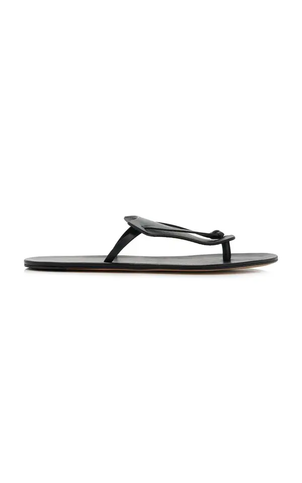 THE ROW Helena Leather Flip-flop Sandals - Black