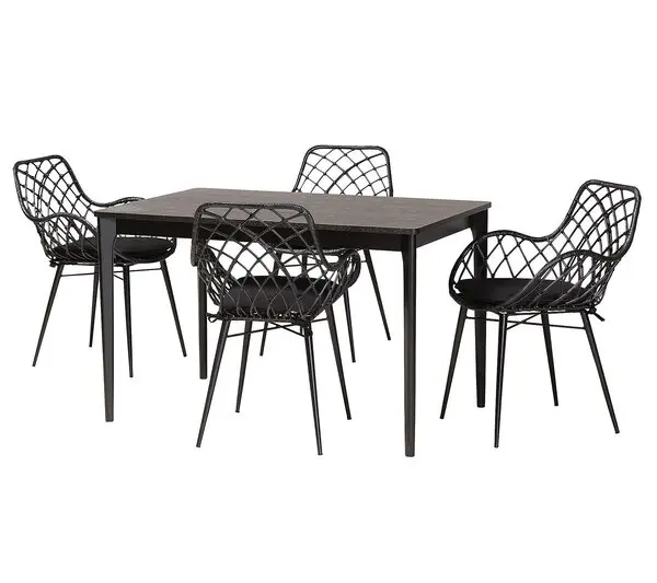 BALI & PARI Ballerina Black Wood 5-piece Dining Set - One-color