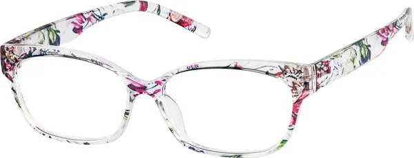 Zenni Vintage Rectangle Eyeglasses Plastic Full Rim Frame - Floral