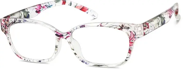 Zenni Vintage Rectangle Eyeglasses Plastic Full Rim Frame - Floral