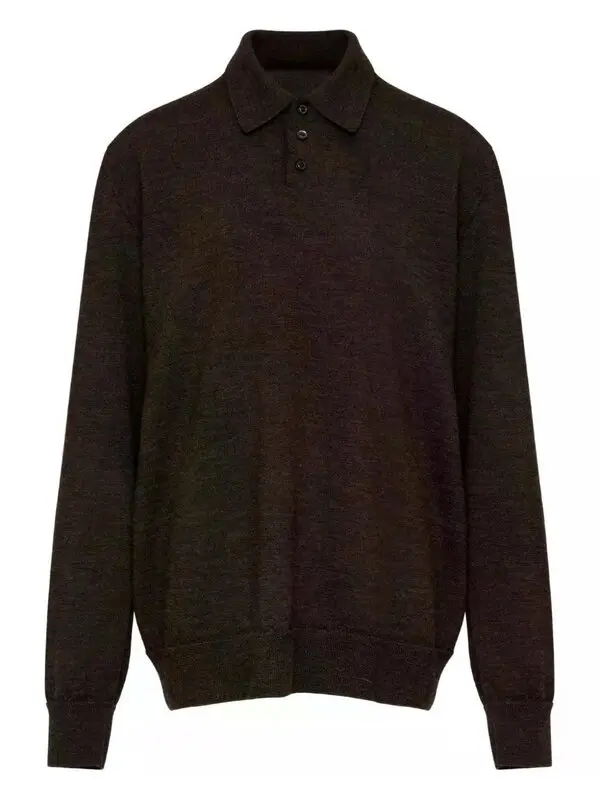 MAISON MARGIELA Elbow-patch Wool Polo Shirt - Brown
