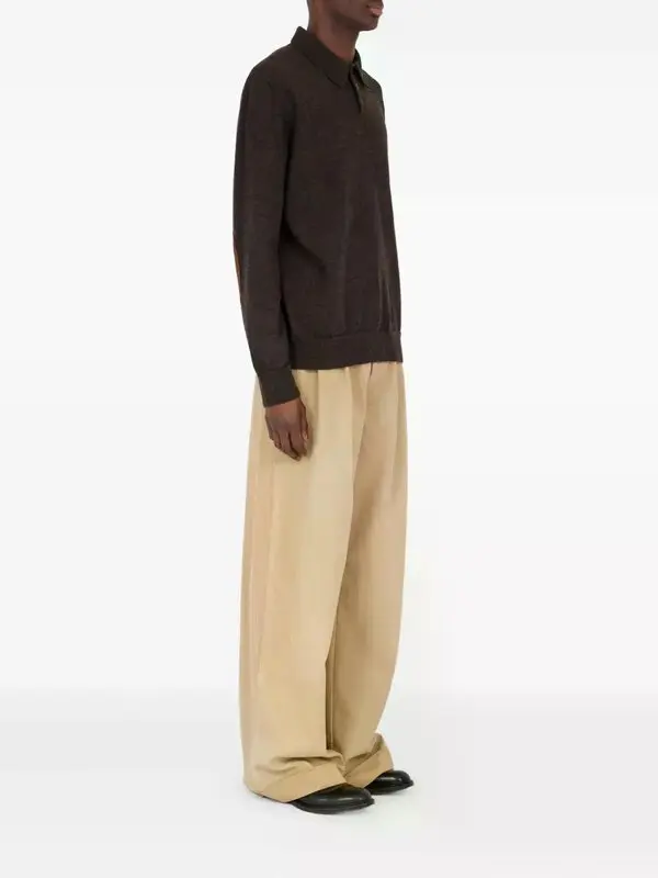 MAISON MARGIELA Elbow-patch Wool Polo Shirt - Brown