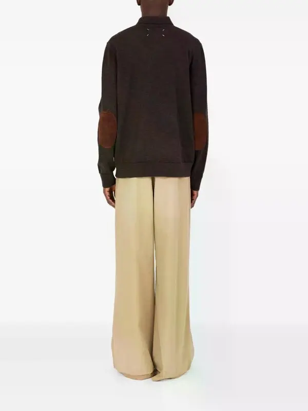 MAISON MARGIELA Elbow-patch Wool Polo Shirt - Brown