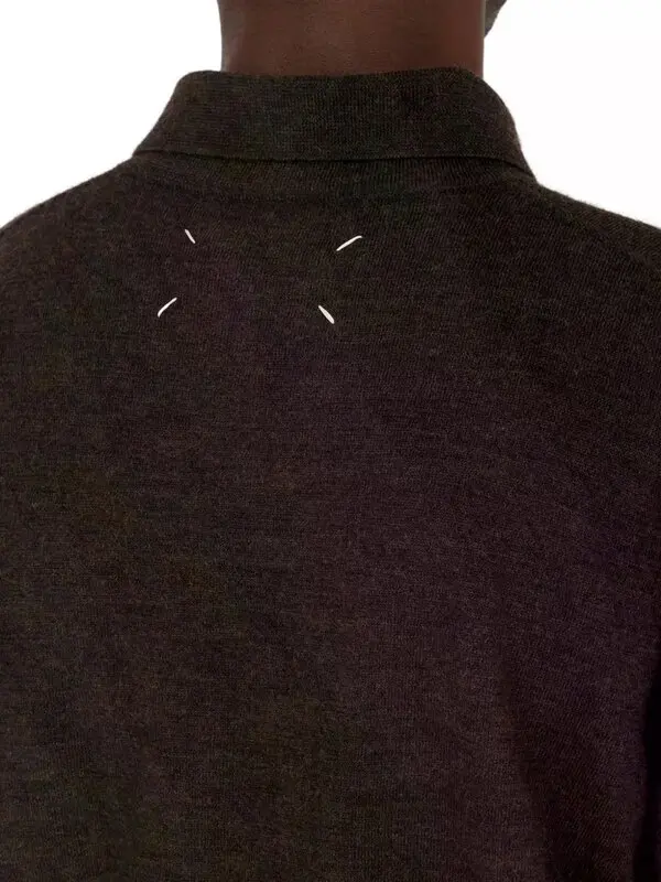 MAISON MARGIELA Elbow-patch Wool Polo Shirt - Brown