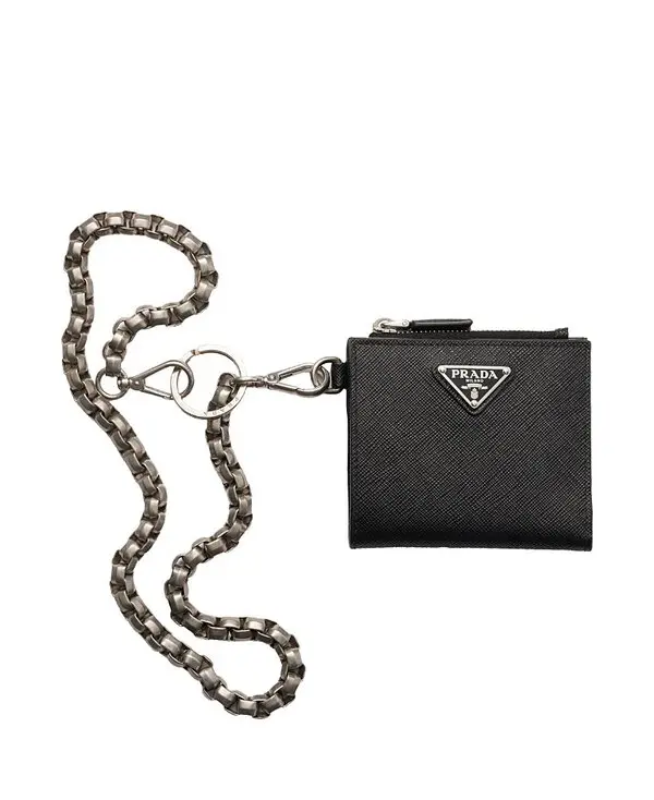 Prada Saffiano Wallet With Chain - Black