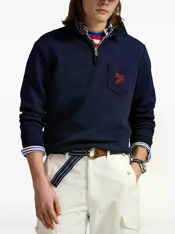 Polo Ralph Lauren Mesh Collared Sweatshirt - Blue