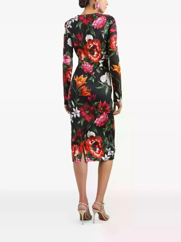 Dolce & Gabbana Floral-print Midi Dress - Black