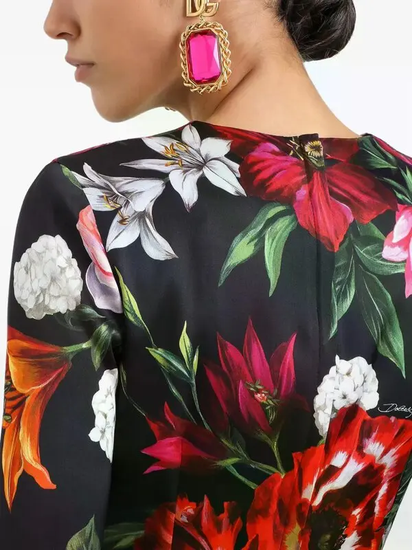 Dolce & Gabbana Floral-print Midi Dress - Black