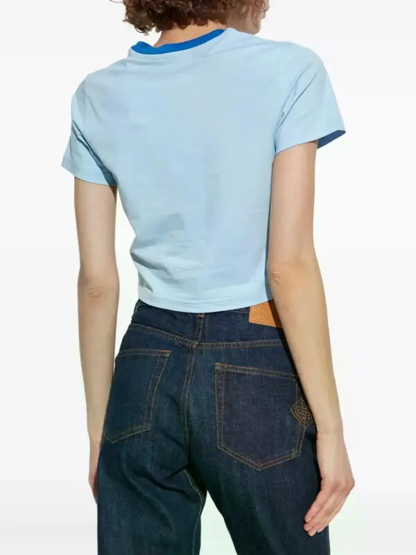 Casablanca Montagne Contrasting-trim Cropped T-shirt - Blue