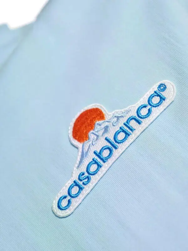 Casablanca Montagne Contrasting-trim Cropped T-shirt - Blue