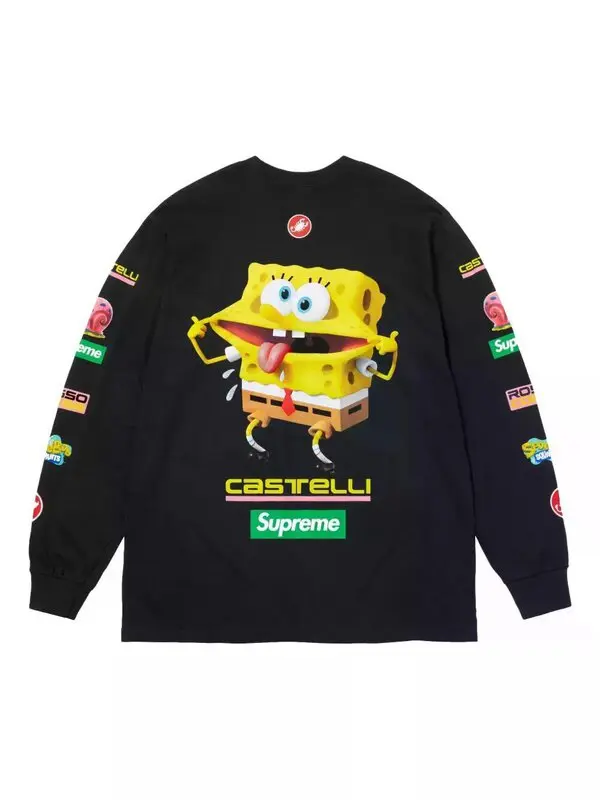 Supreme X Spongebob X Castelli Racing Long-sleeves T-shirt - Black