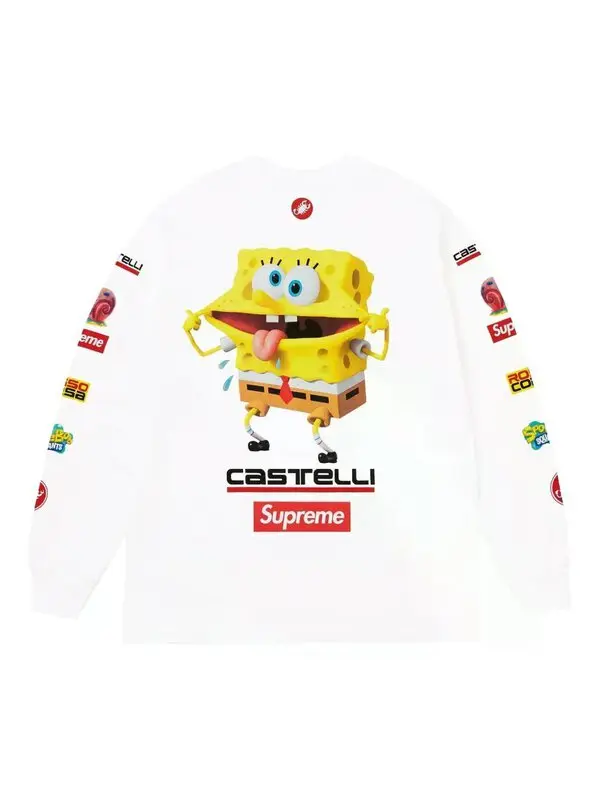 Supreme X Spongebob X Castelli Racing Long-sleeves T-shirt - White