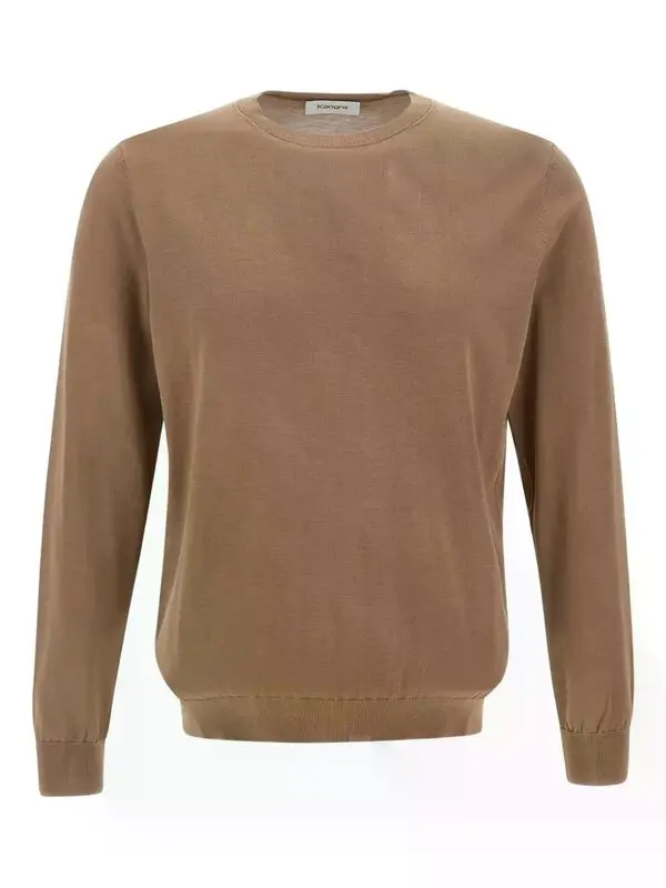 KANGRA Crew Neck Long Sleeve Sweater - Brown