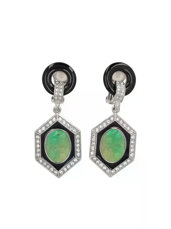 KENNETH JAY LANE Jade Clip-on Drop Earrings - Silver