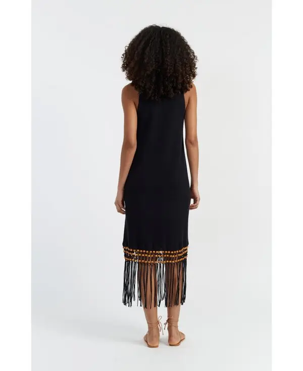 Chinti & Parker Laura Whitmore Beaded Cotton Dress In Black - 25% Off