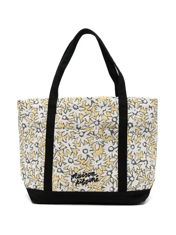 Maison Kitsuné Daisy Field Jacquard Large Tote - Yellow