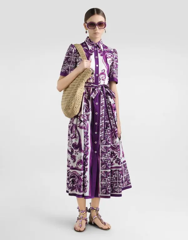 Dolce & Gabbana Majolica-print Poplin Shirt Dress - Multicolor