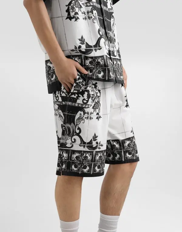 Dolce & Gabbana Majolica-print Poplin Trousers - Multicolor