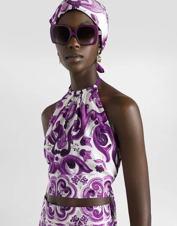 Dolce & Gabbana Majolica-print Charmeuse Top - Multicolor