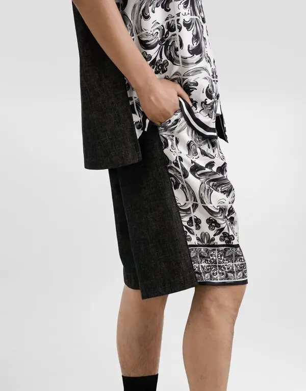 Dolce & Gabbana Printed Silk And Cotton Denim Shirt