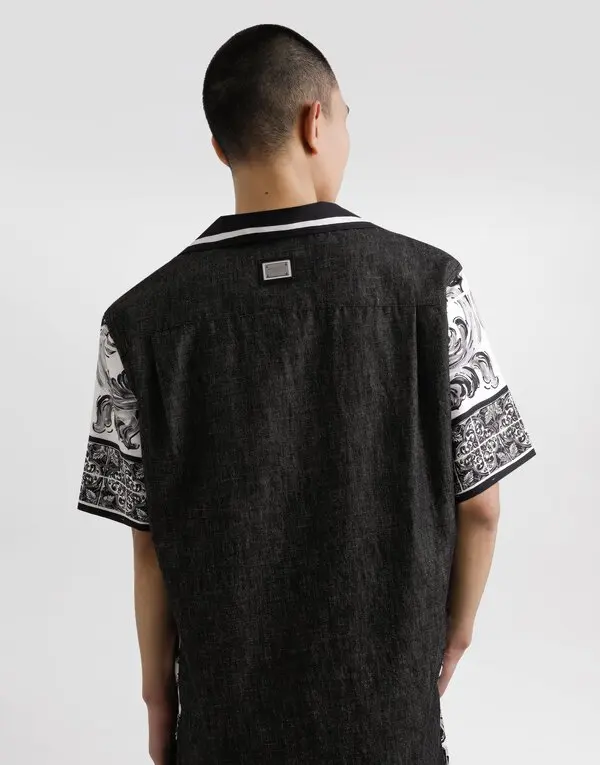 Dolce & Gabbana Printed Silk And Cotton Denim Shirt