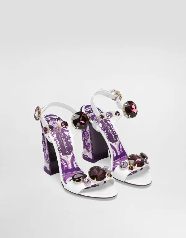 Dolce & Gabbana Keira Jewel-embellished Patent Leather Sandals - Multicolor