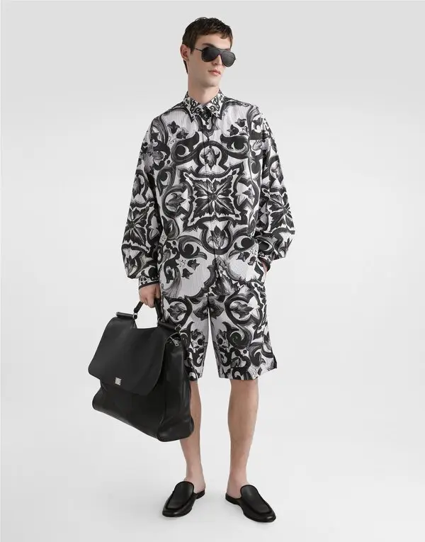 Dolce & Gabbana Majolica-print Oversized Striped Popeline Shirt - Multicolor