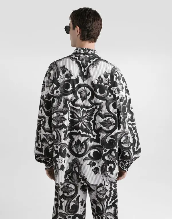 Dolce & Gabbana Majolica-print Oversized Striped Popeline Shirt - Multicolor
