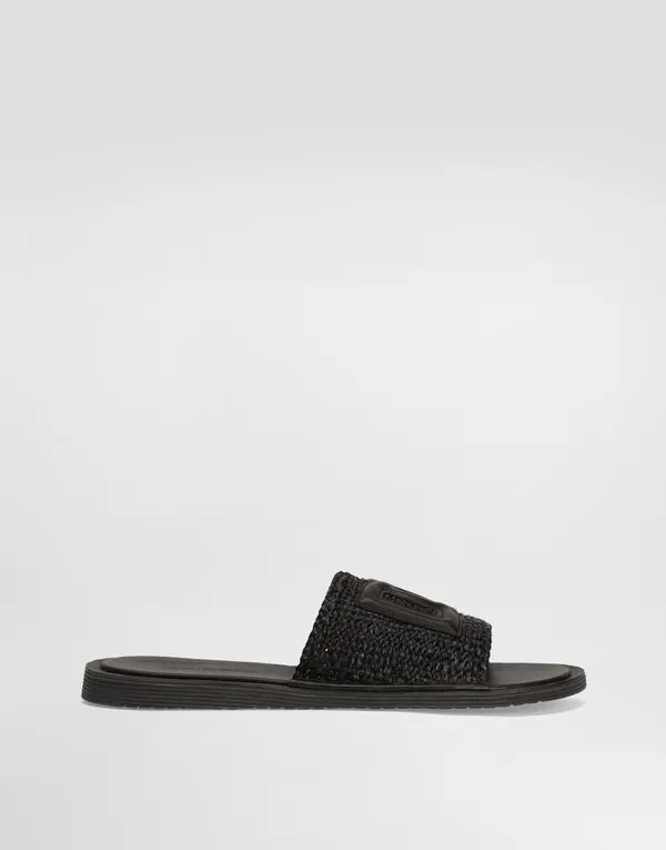 Dolce & Gabbana Raffia Crochet Slippers - Black