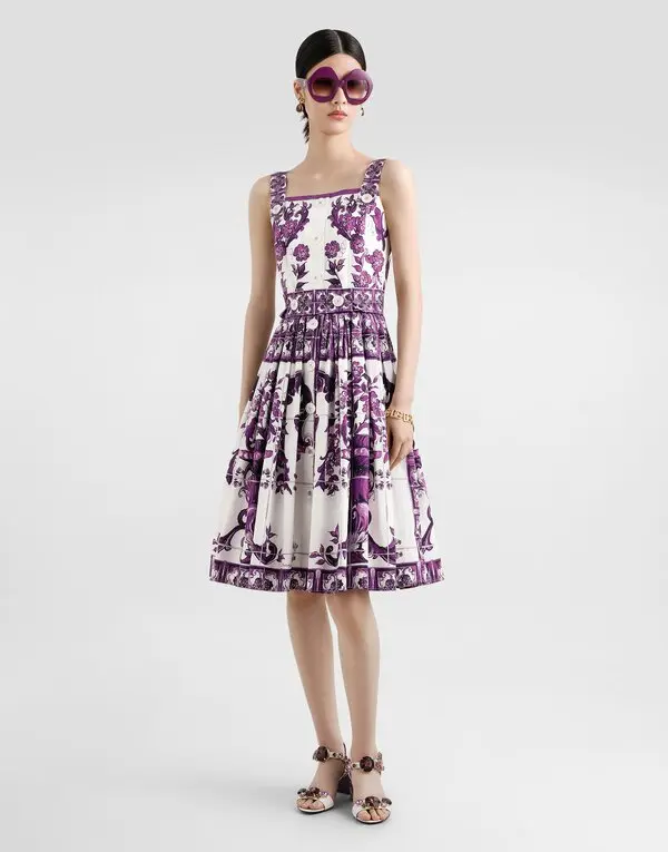 Dolce & Gabbana Majolica-print Poplin Dress - Multicolor