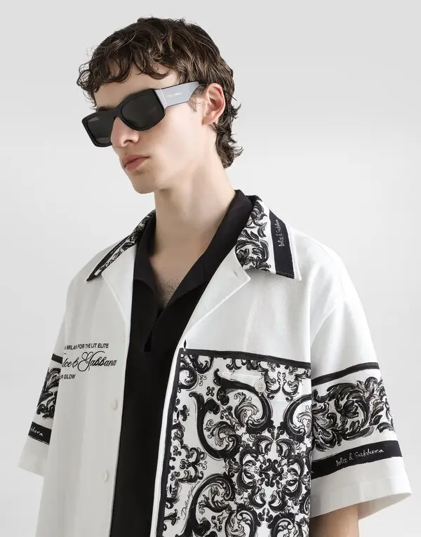 Dolce & Gabbana Majolica-print Hawaii Double Piqué Shirt
