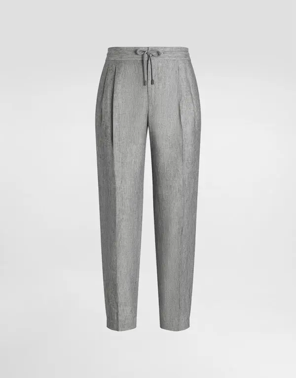 Dolce & Gabbana Washed Linen Canvas Trousers - Grey