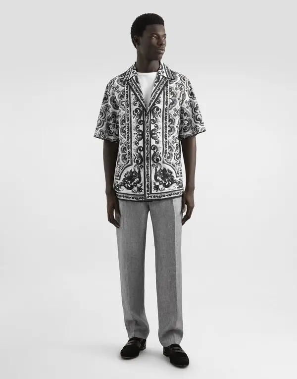 Dolce & Gabbana Washed Linen Canvas Trousers - Grey