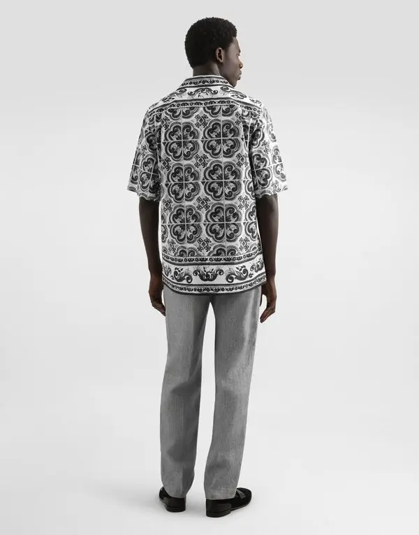 Dolce & Gabbana Washed Linen Canvas Trousers - Grey
