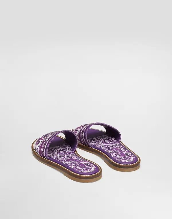 Dolce & Gabbana Majolica-print Canvas Flat Slipper