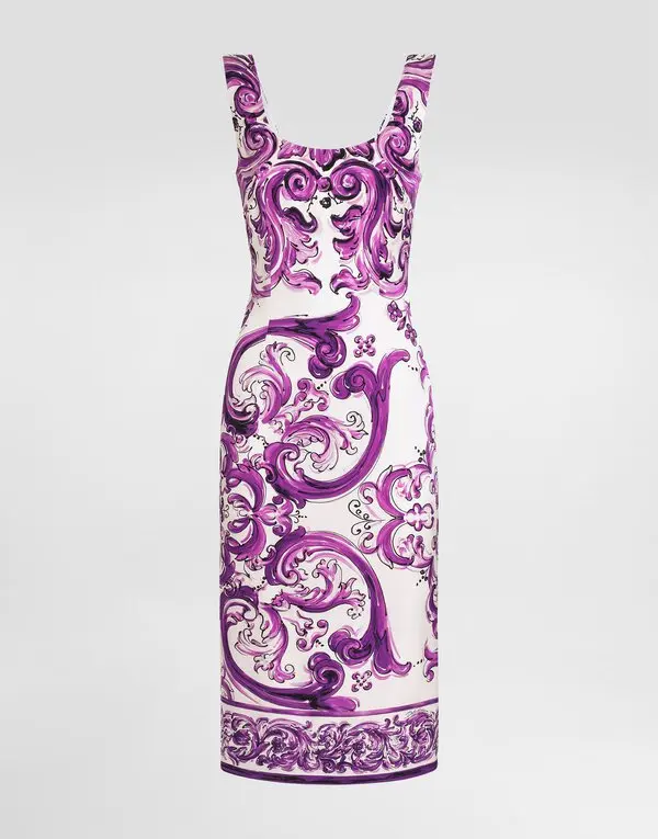 Dolce & Gabbana Majolica-print Long Charmeuse Dress