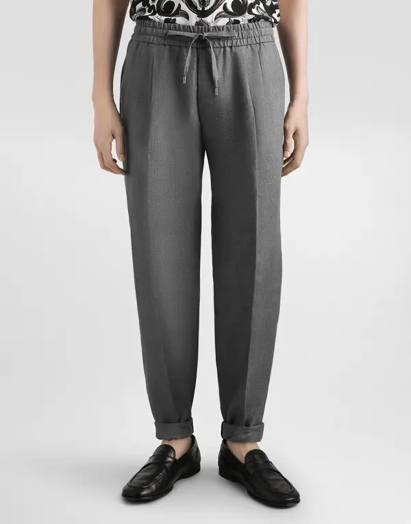 Dolce & Gabbana Washed Linen Canvas Jogging Trousers - Grey