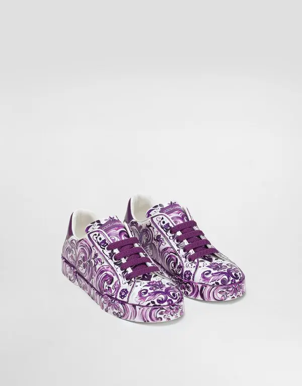 Dolce & Gabbana Majolica-print Nappa Calfskin Sneakers - Multicolor