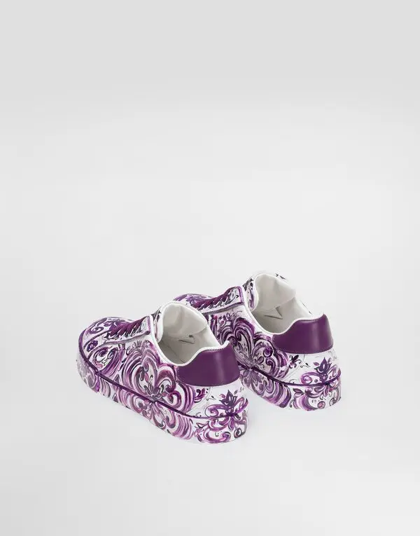 Dolce & Gabbana Majolica-print Nappa Calfskin Sneakers - Multicolor