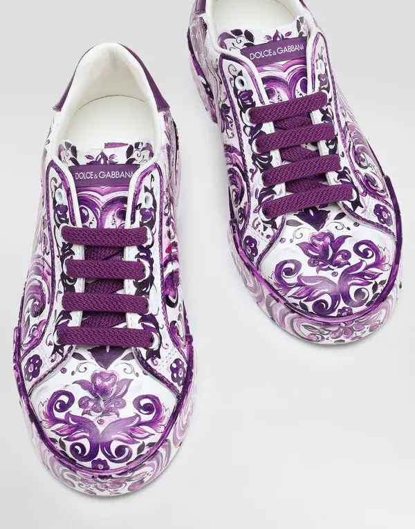 Dolce & Gabbana Majolica-print Nappa Calfskin Sneakers - Multicolor